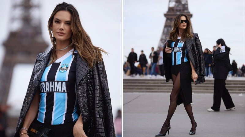 Alessandra Ambrósio e a camisa do Grêmio em Paris | Última Divisão